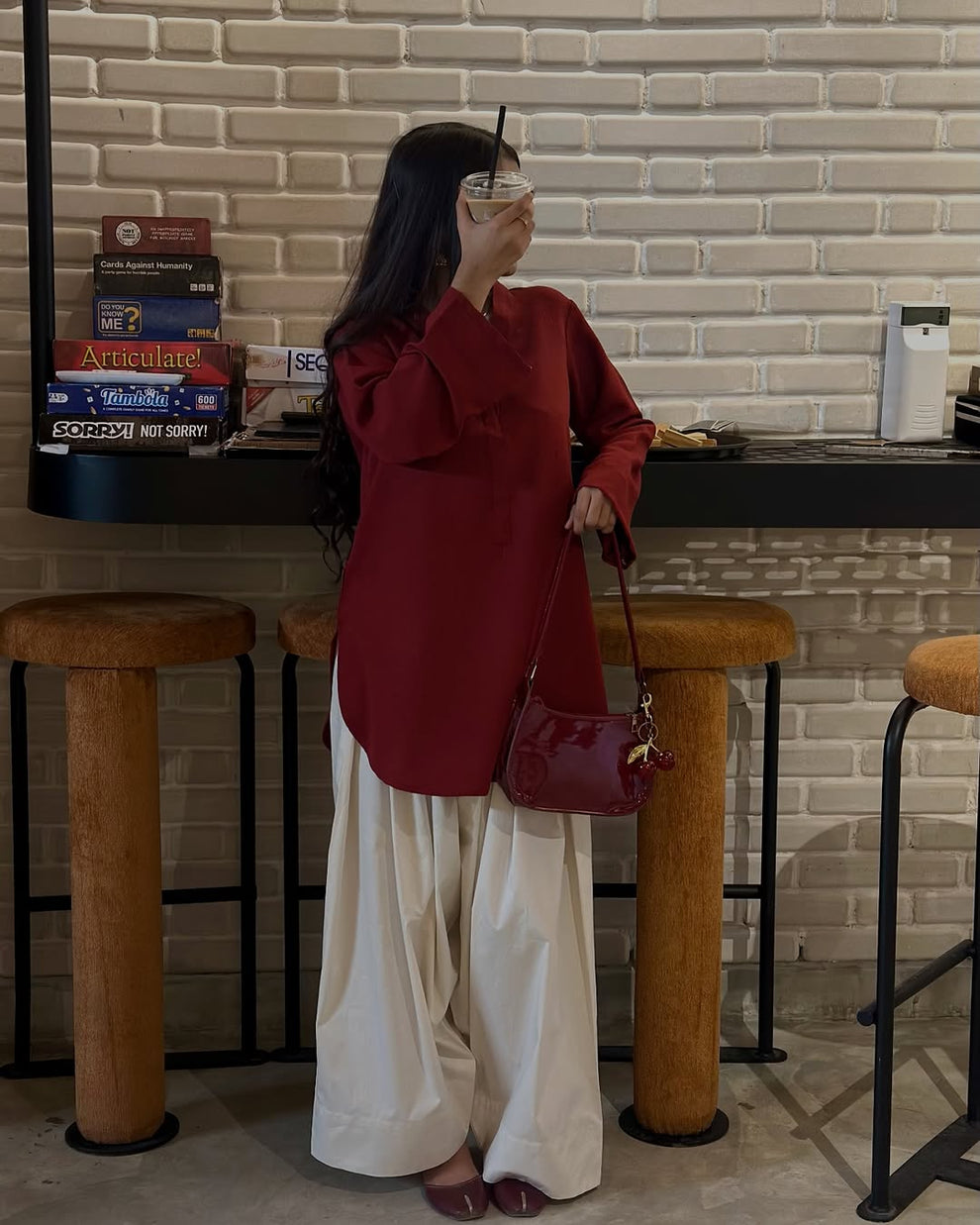 Dynamic Cherry Furshi Co_ord – Ladies Online